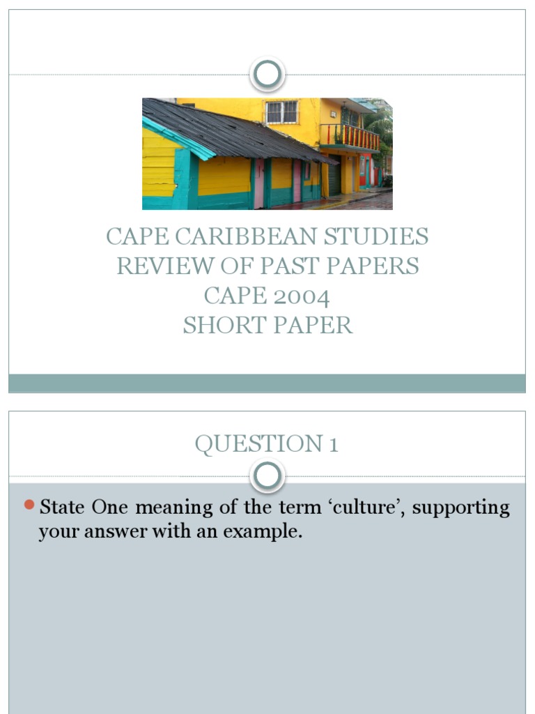 CAPE Caribbean Studies Solution 2004 | PDF | Slavery | Caribbean