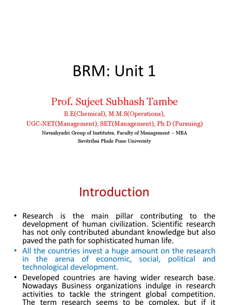 BRM Unit 1 PPT | PDF | Scientific Method | Science