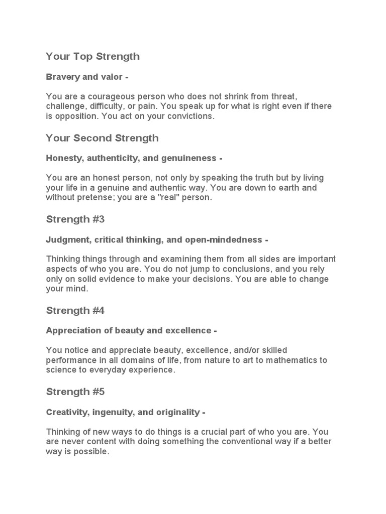 Your Top Strength: Bravery and Valor | PDF