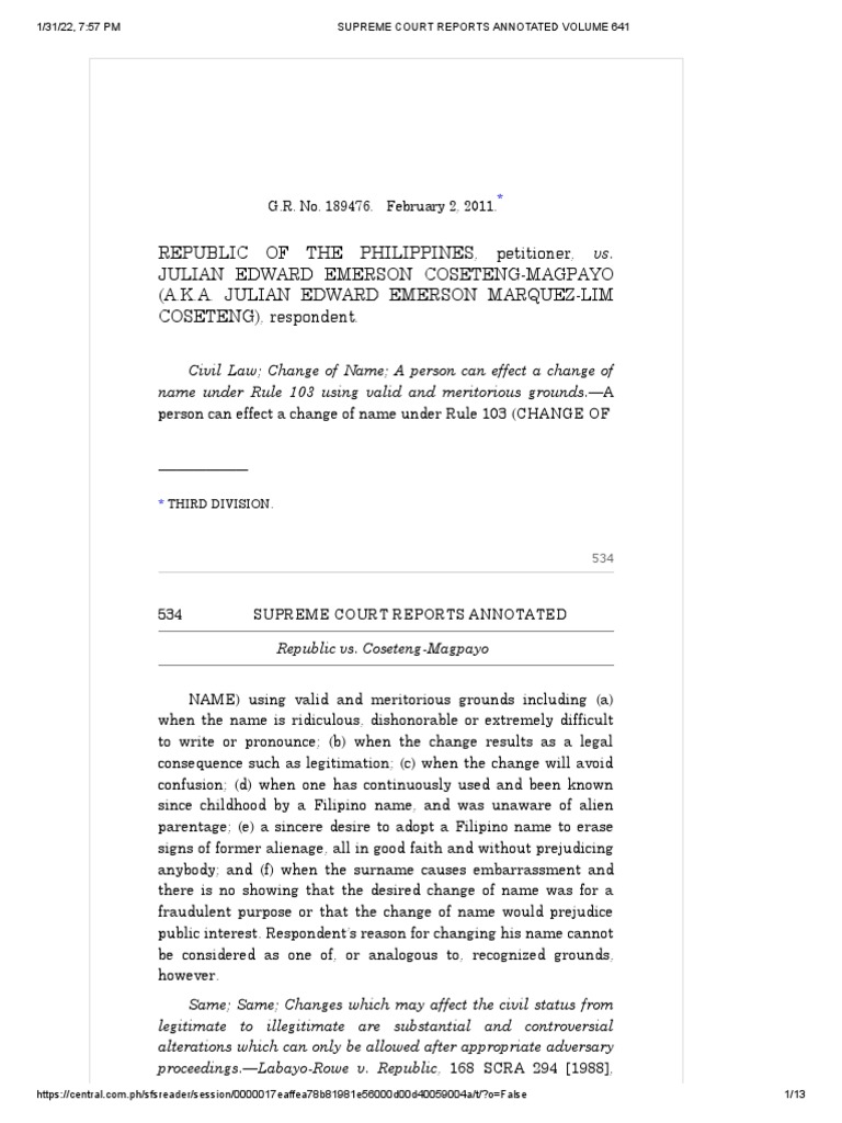 Republic of The Philippines, Petitioner, vs. Julian Edward Emerson ...
