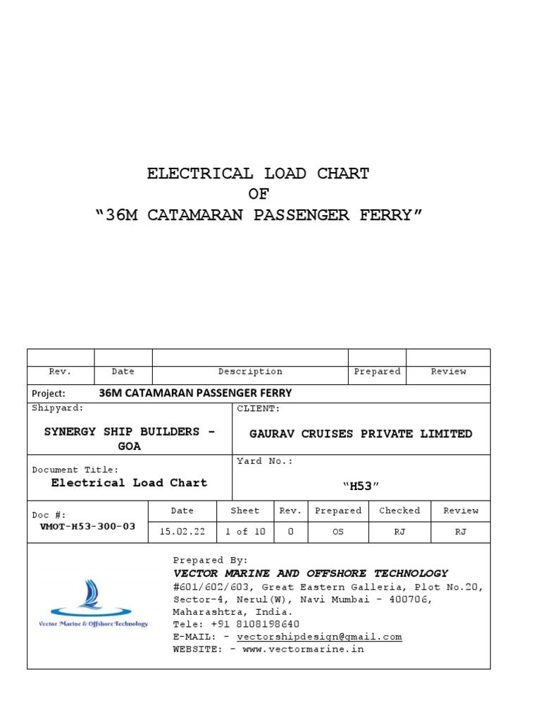 Electrical Load Chart for a 36m Catamaran Passenger Ferry | PDF | Ships ...