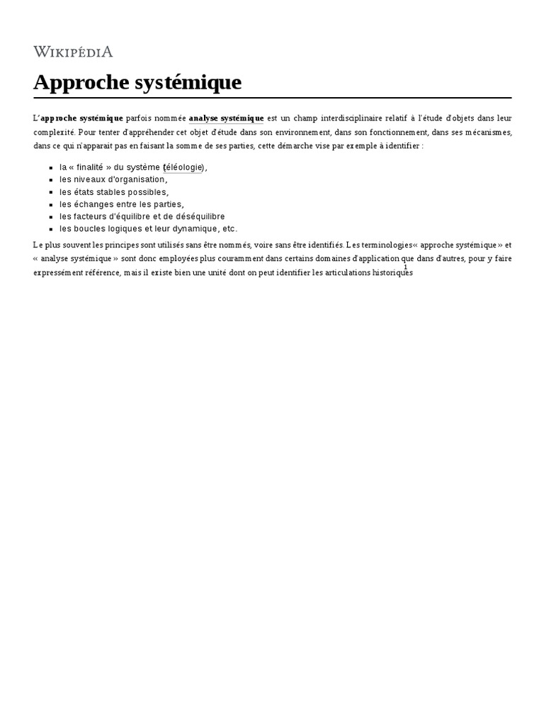 Approche Systemique | PDF | Cybernétique | Rétroaction positive