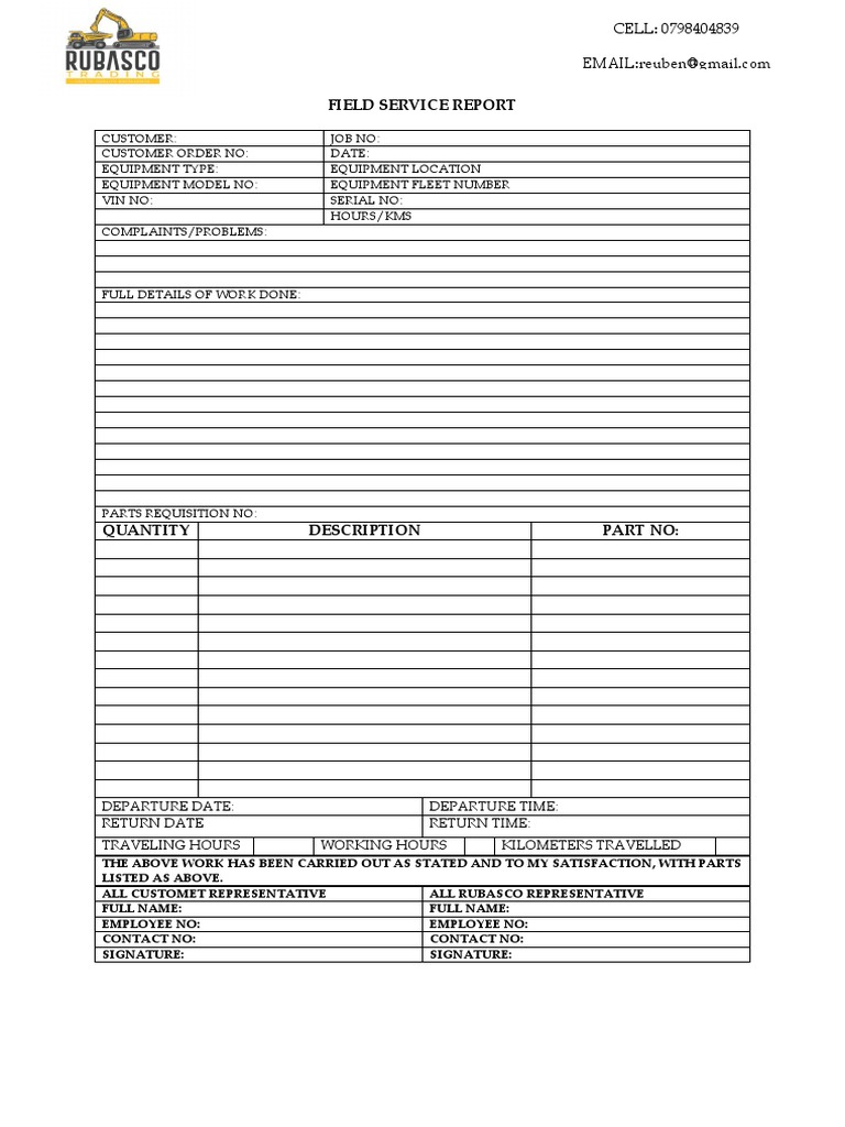 Field Service Report | PDF | Technology & Engineering