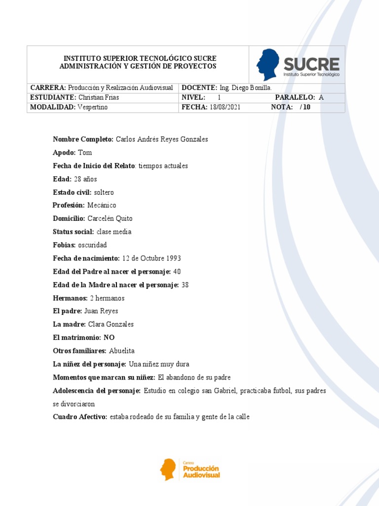 Frias Christian Ficha de Personajes | PDF Frias Christian Ficha de Personajes | PDF