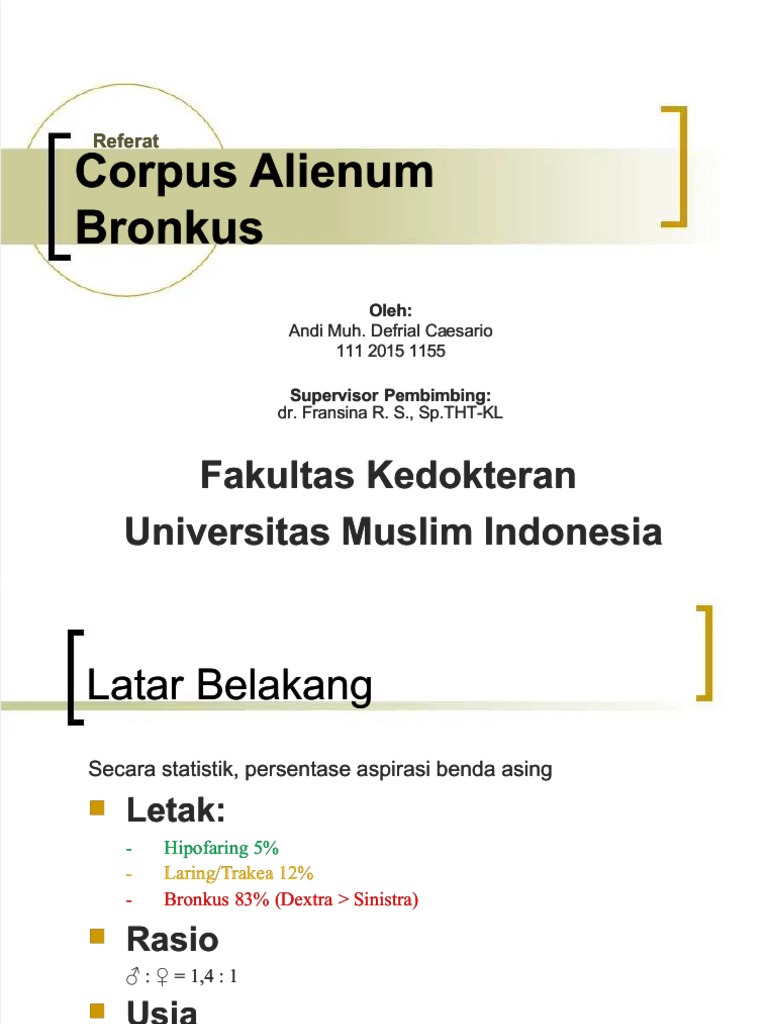 PDF Referat Corpus Alienum Bronkus DL | PDF