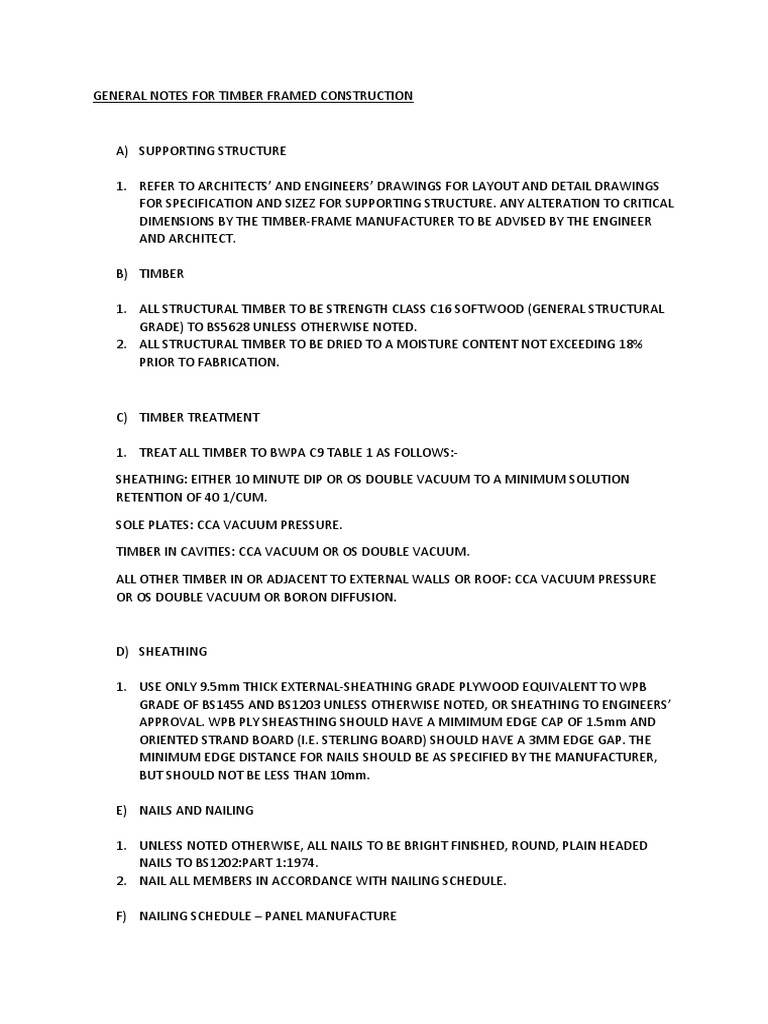 Drawing Notes | Download Free PDF | Framing (Construction) | Lumber