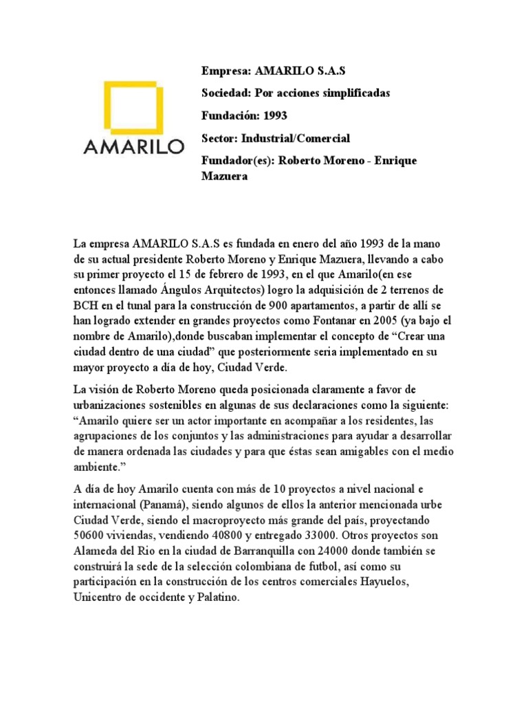 Amarilo Sas | PDF | Economias