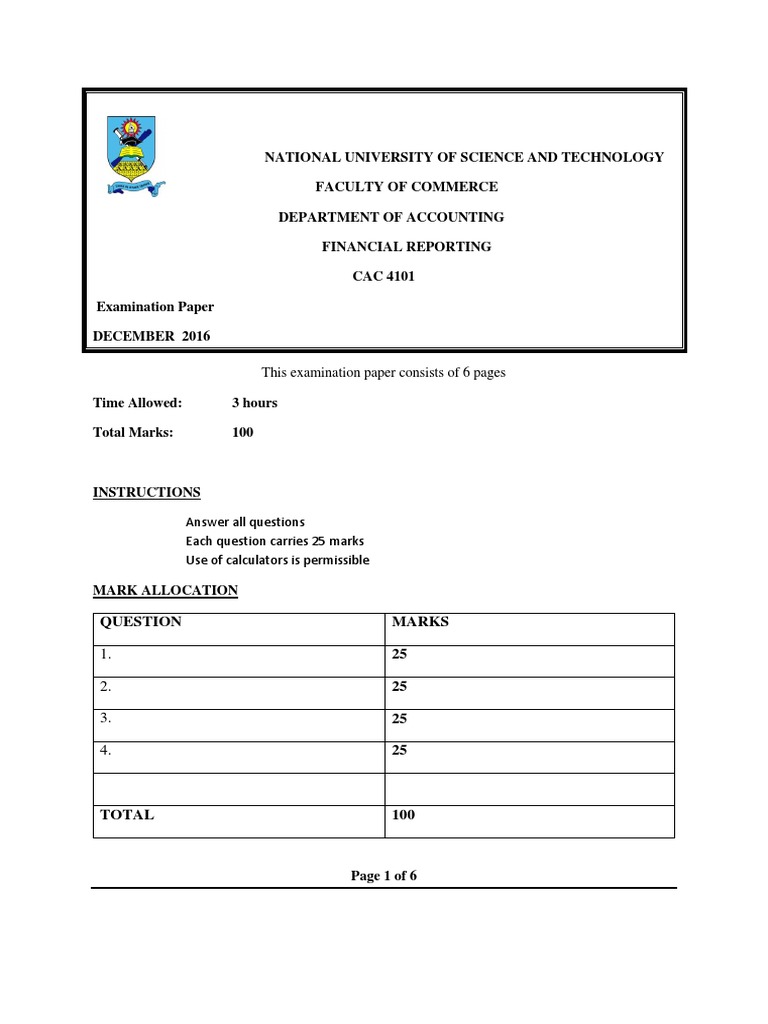CAC 4101 Past Papers | PDF | Depreciation | Deferred Tax