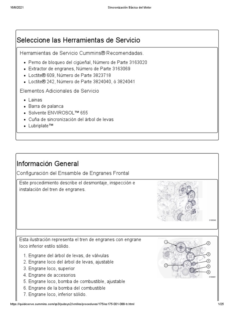 Sincronización de Motores Diesel | PDF | Engranaje | Tornillo