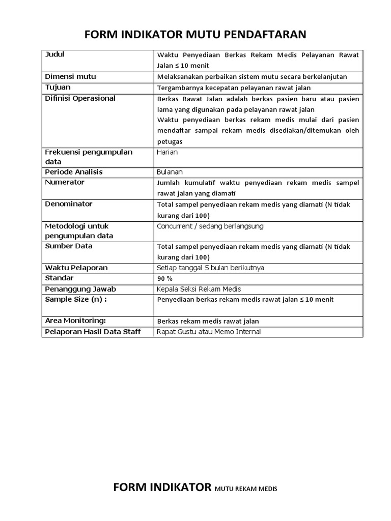 Form Indikator Mutu Mki-Rm (30-10-13) | PDF