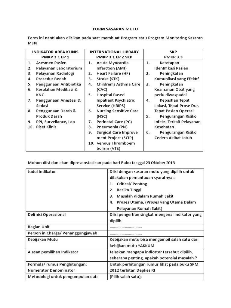 Form Sasaran Mutu | PDF | Komputer