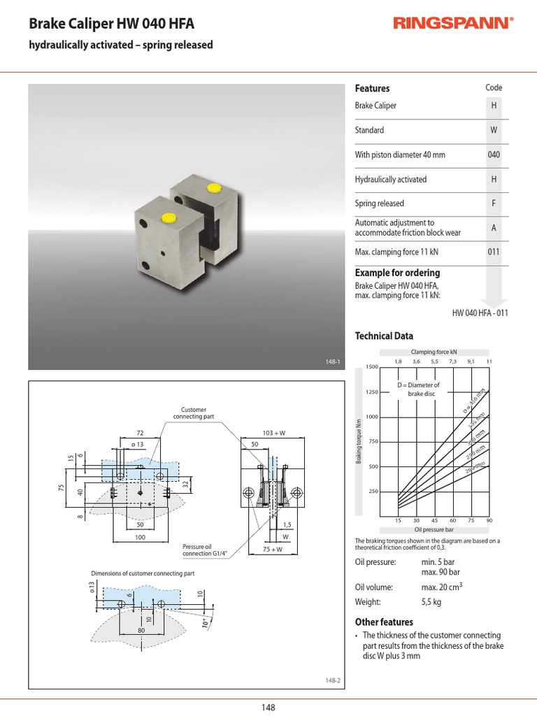 Brake Caliper HW 040 HFA: Hydraulically Activated - Spring Released ...