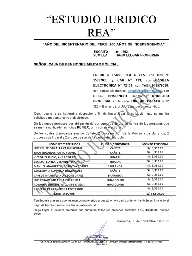 Proforma de Servicios Profesionales | PDF
