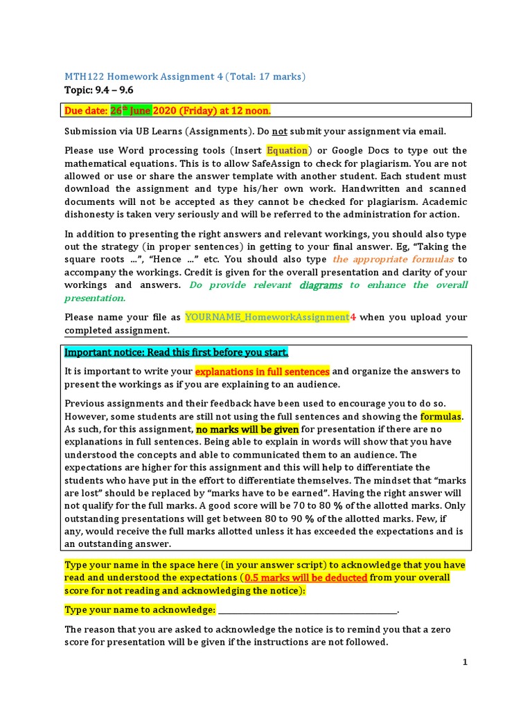 MTH122 Homework Assignment 4 | PDF | Integral | Calculus