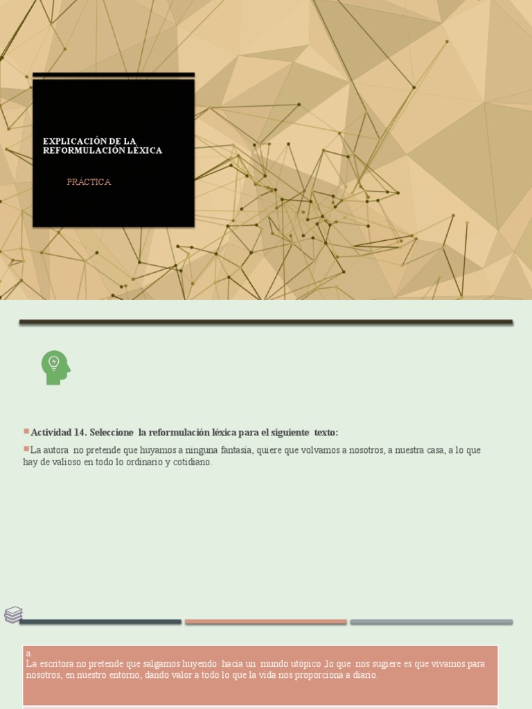 Reformulación Léxica. Práctica | PDF | Cognición | Ciencia cognitiva