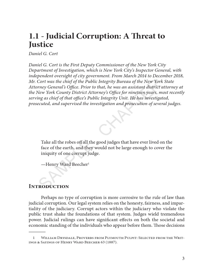 SAMPLE CHAPTER 1.1 Judicial Corruption A Threat To Justice The ...