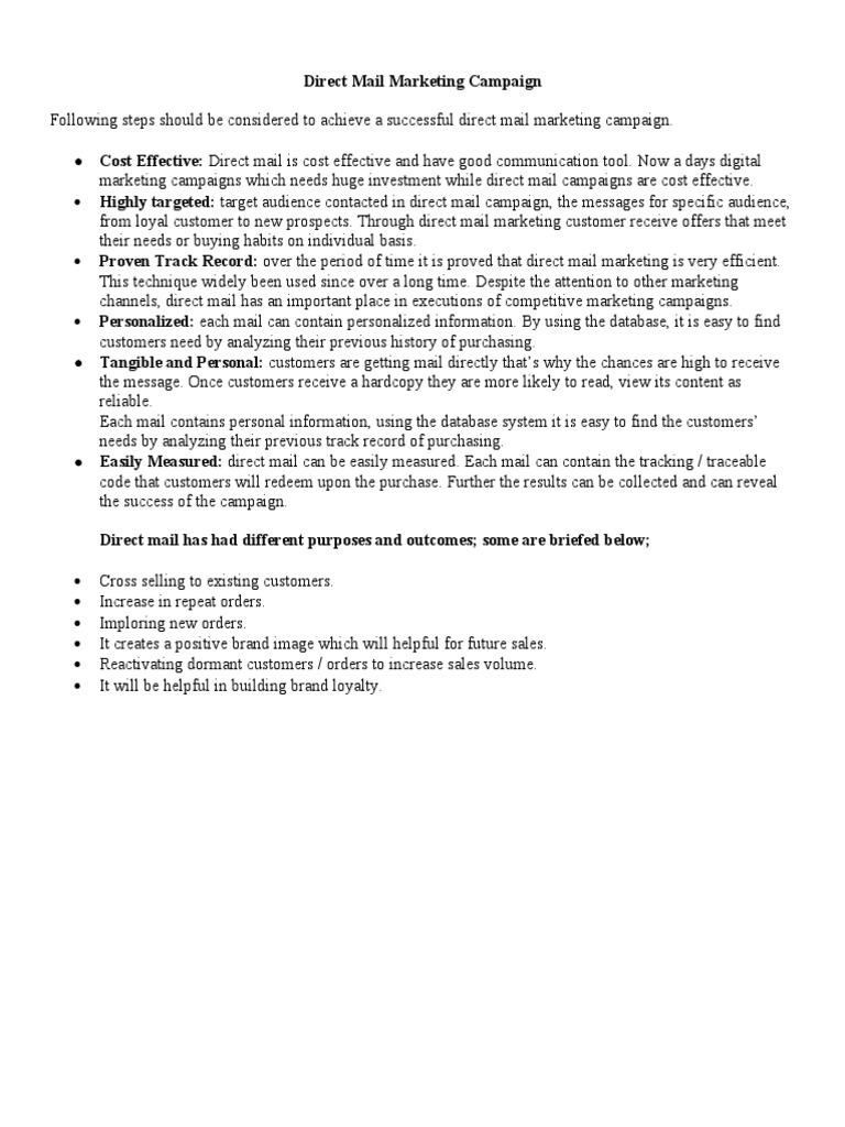 Direct Mail Marketing Campaign | PDF