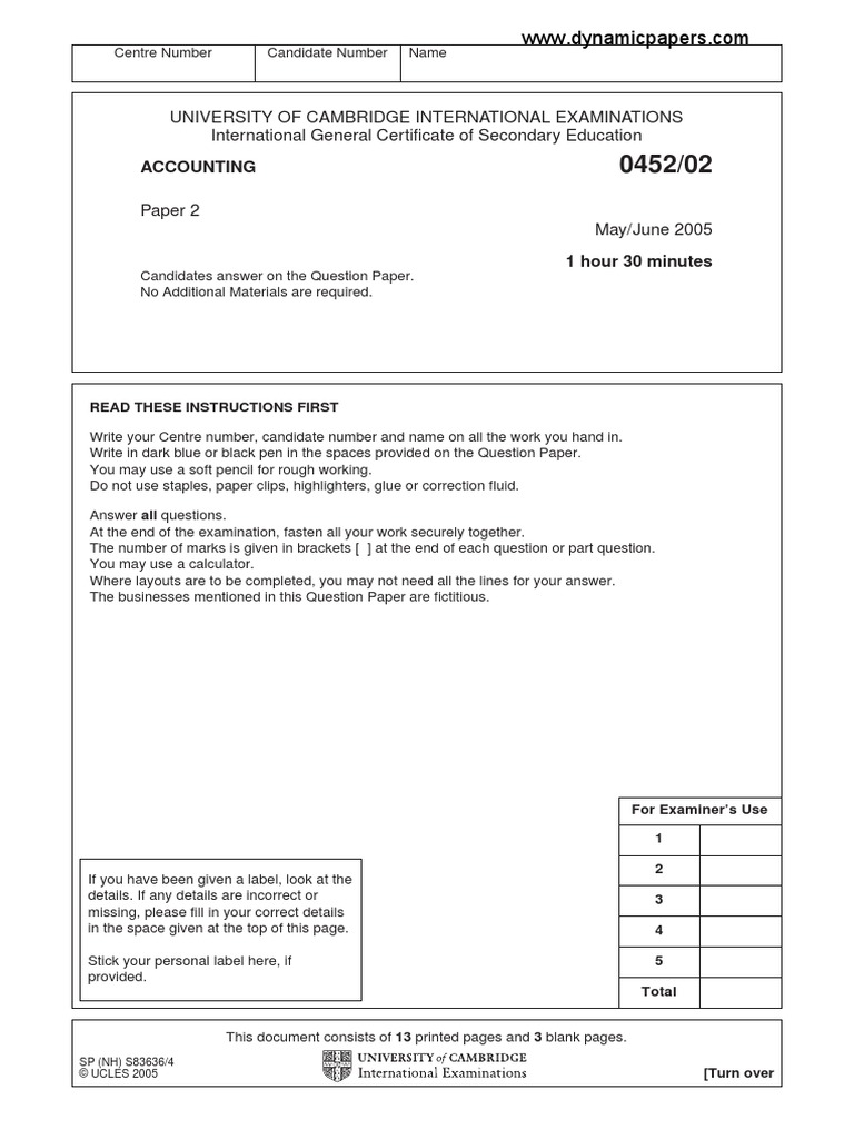 Accounting Paper 2 Past Paper Practice Questions | PDF | Banks ...