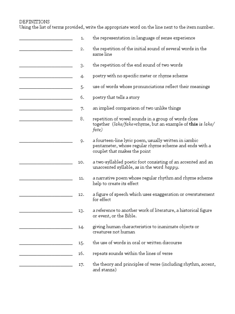 Poetry Terms Quiz | PDF | Narrative Forms | Poetry