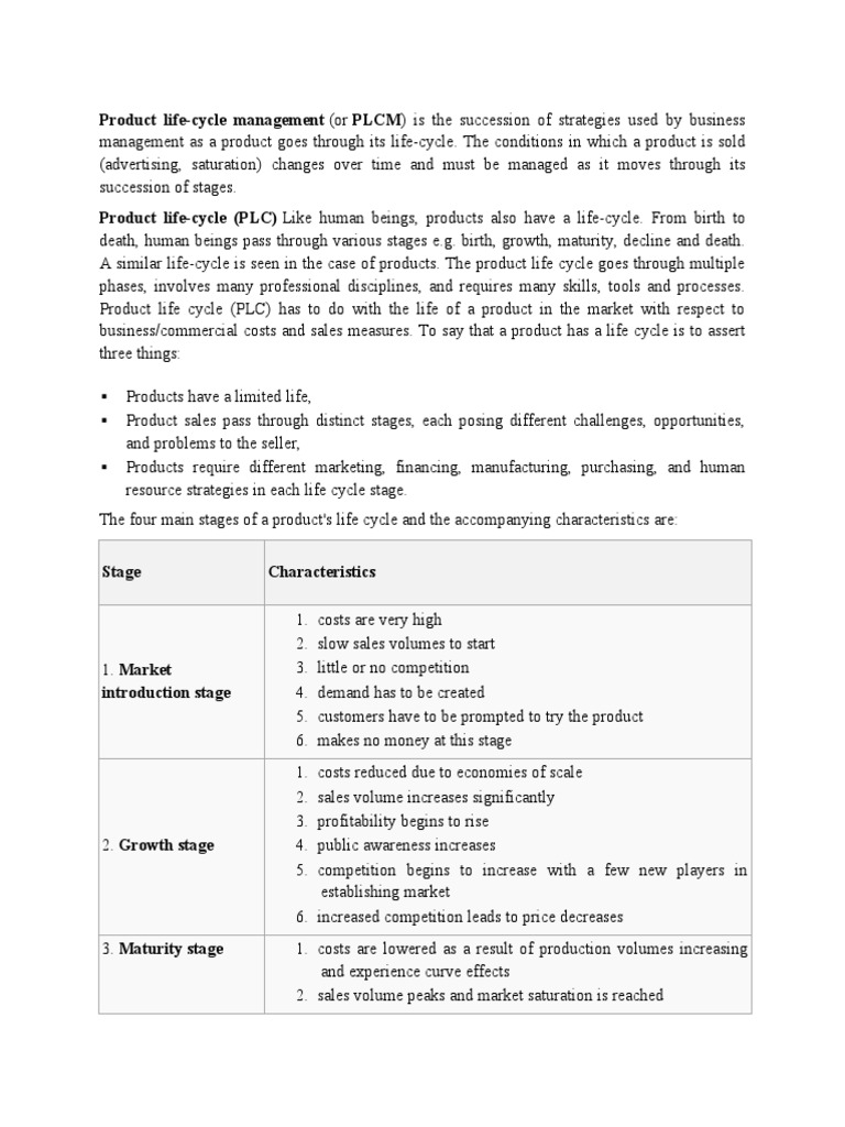 Product Life-Cycle Management (Or PLCM) Is The Succession of Strategies ...