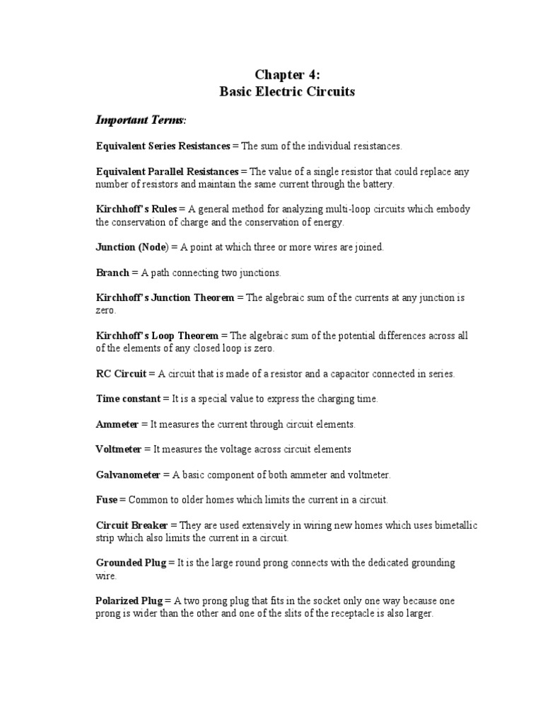 Electric Circuit Fundamentals | PDF | Series And Parallel Circuits ...