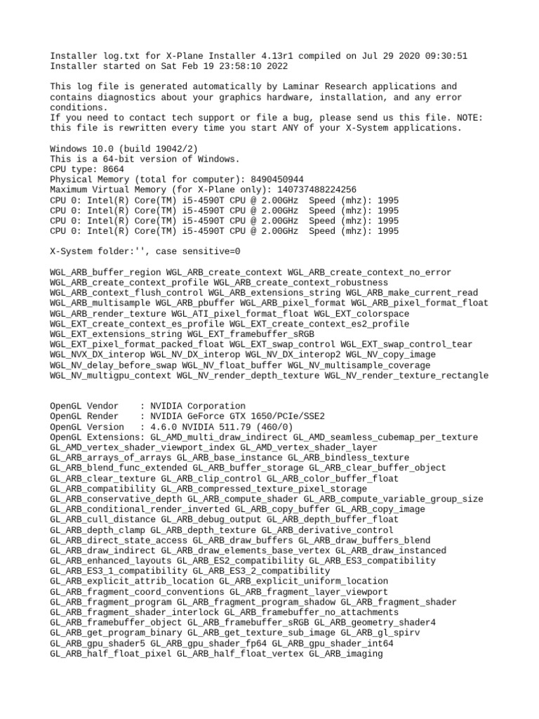 X-Plane Installer Log | Download Free PDF | Graphics Processing Unit | Computer Science