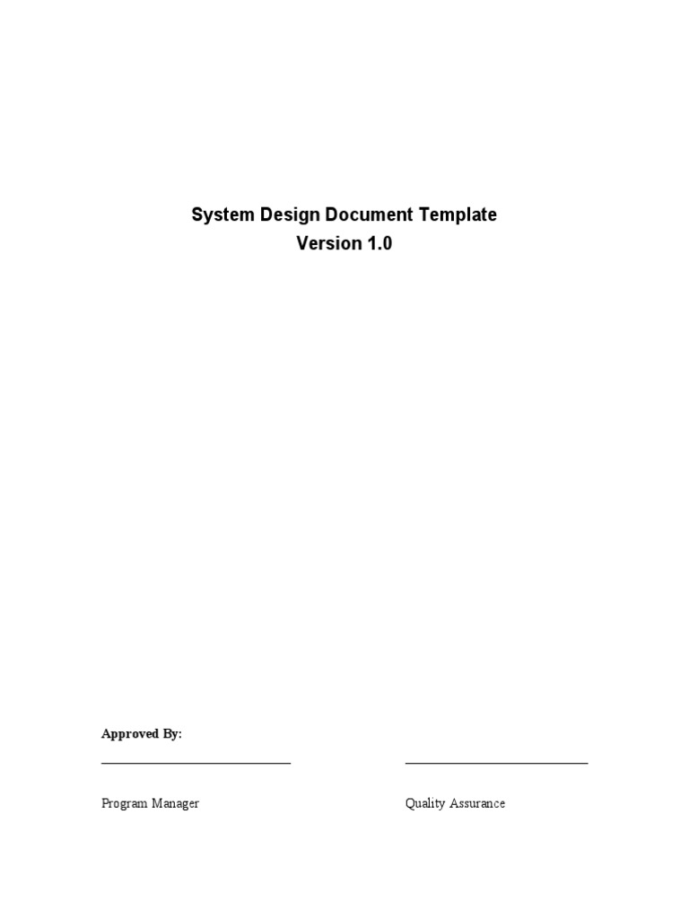 System Design Document Template: Approved by | Download Free PDF ...
