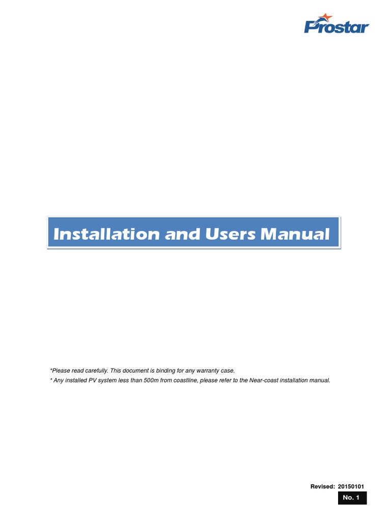 Prostar Solar Module Installation Manual (EN) | PDF | Solar Panel ...