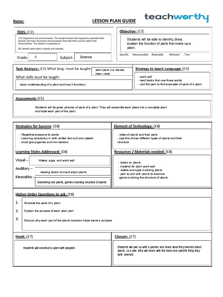 Lesson Plan Guide LPG Word-Jc 2 | PDF | Lesson Plan | Reading Comprehension