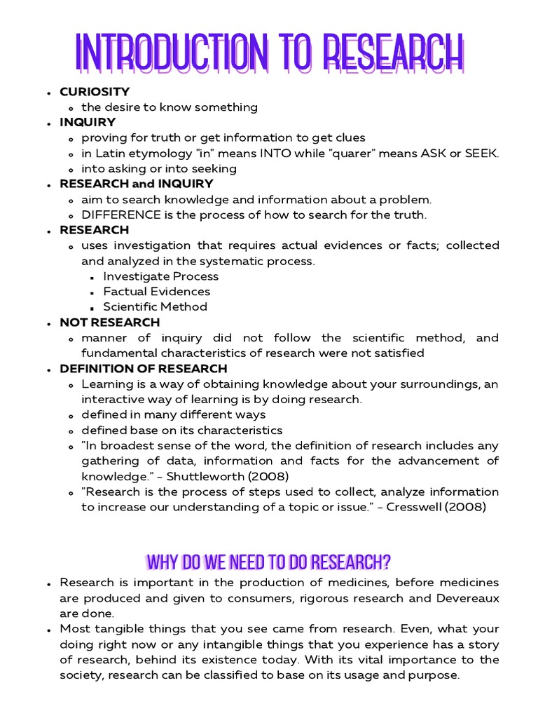 Introduction To Research Introduction To Research | PDF | Scientific ...
