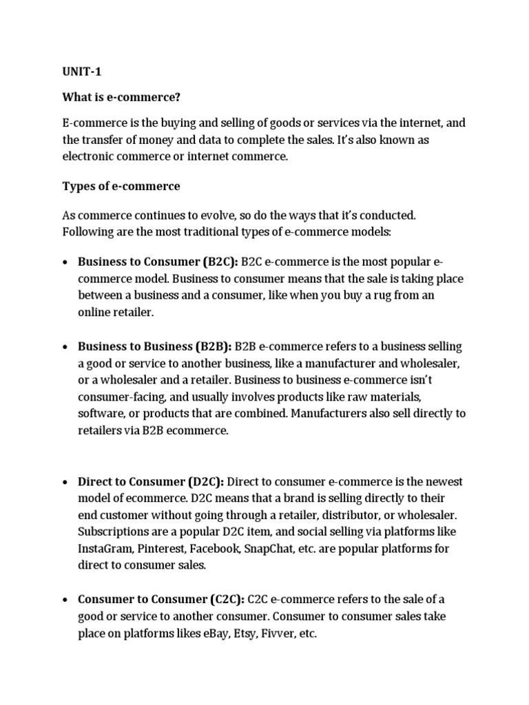 UNIT-1 What Is E-Commerce? | PDF | Credit Card | E Commerce