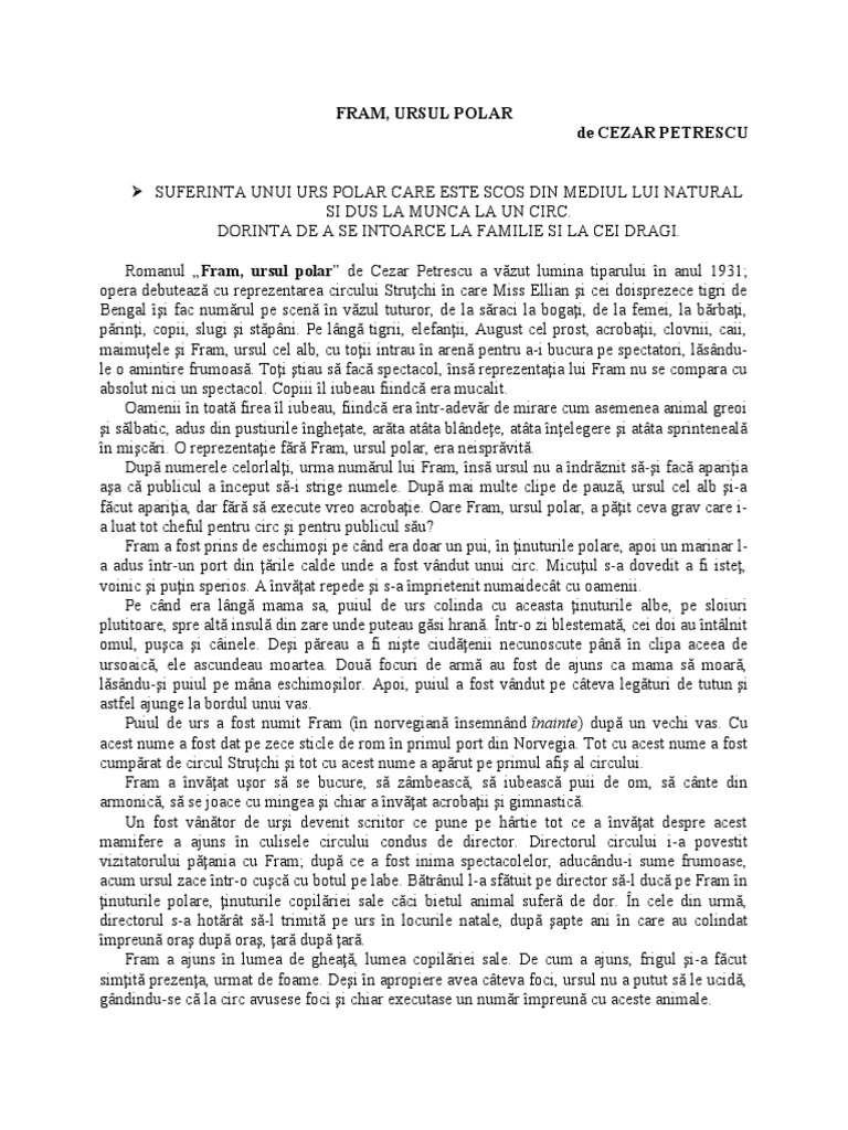 Fram Ursul Polar Povestire | PDF