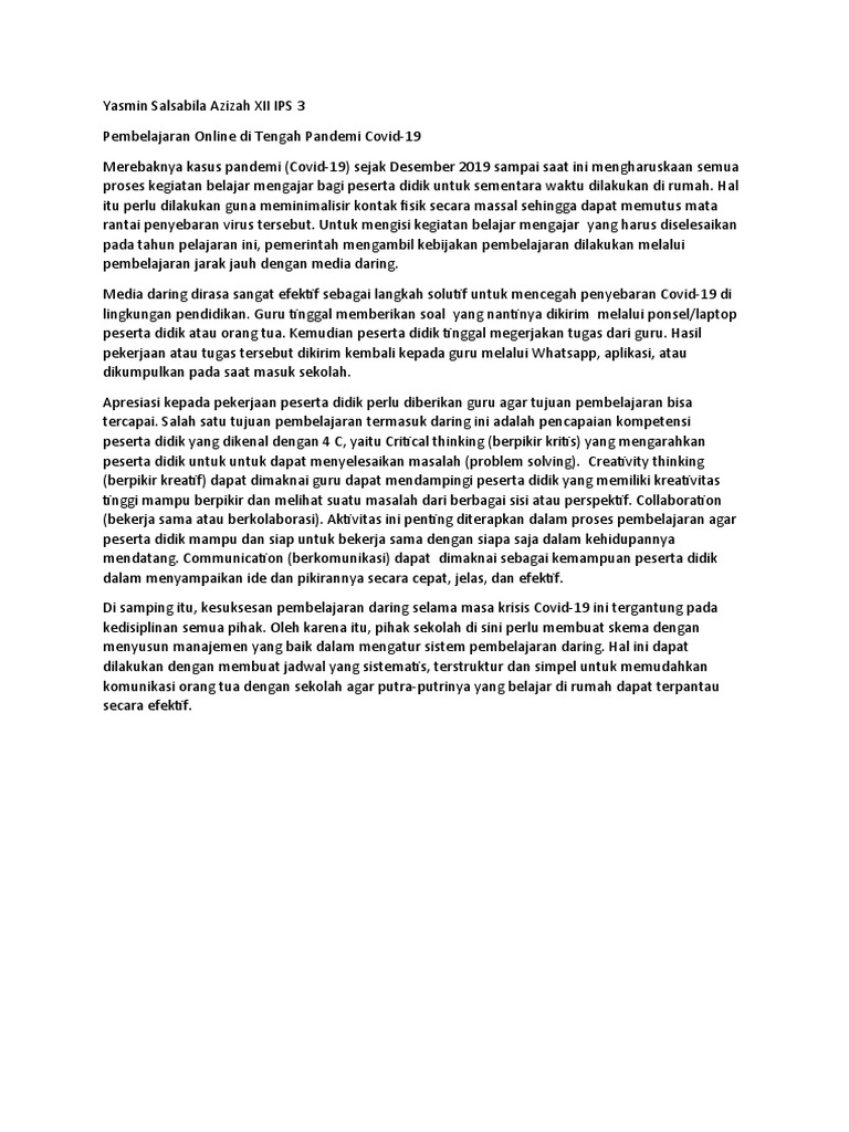 Pembelajaran Daring Efektif Covid-19 | PDF | Karier & Perkembangan | Ilmu Sosial