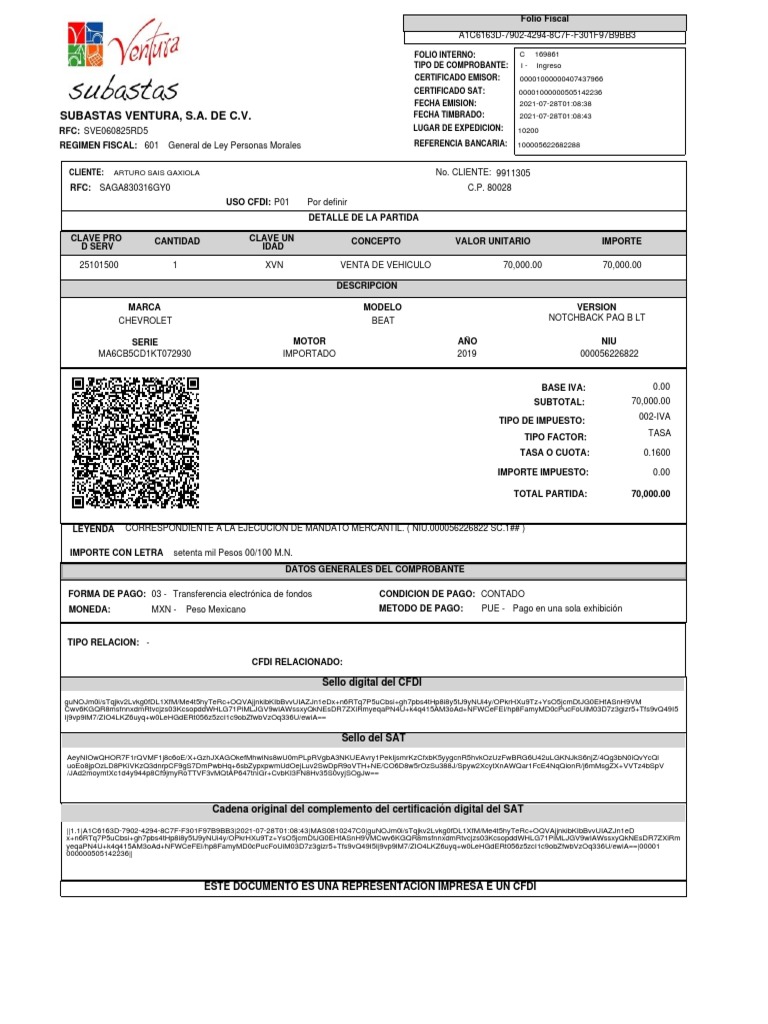 Subastas Ventura, S.A. de C.V | PDF | Economias | Pagos