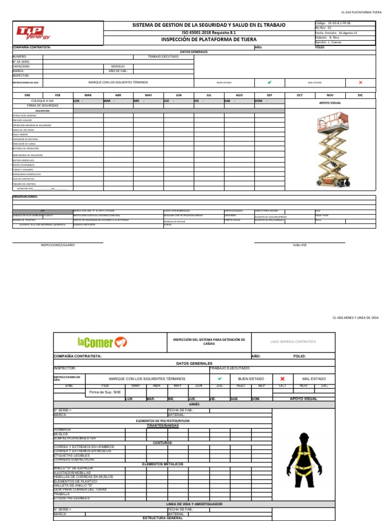 Check List - Equipos y Maquinaria de Trabajo | PDF | Materiales ...