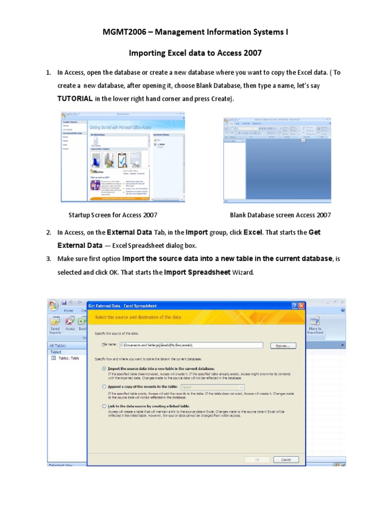 Importing Excel Data To Access 2007 | PDF | Computers