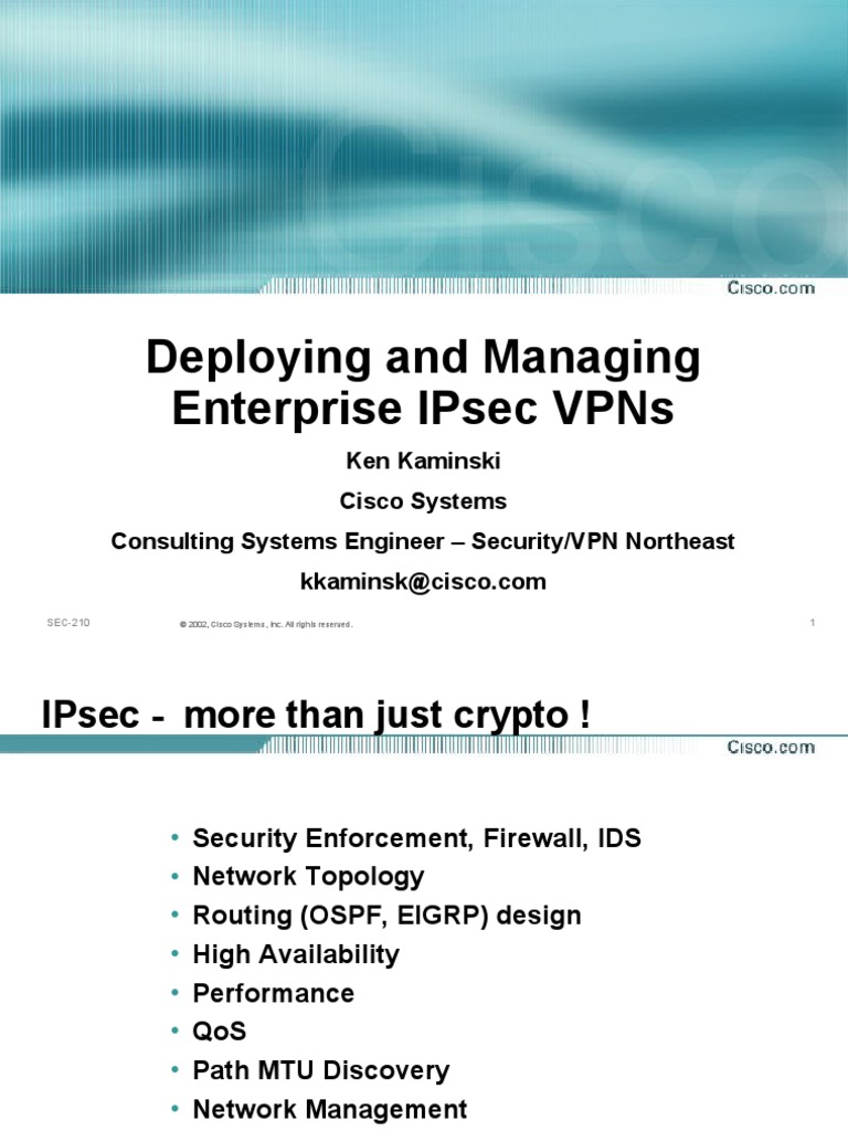 Deploying and Managing Enterprise Ipsec Vpns | PDF | Virtual Private Network | Network Layer ...