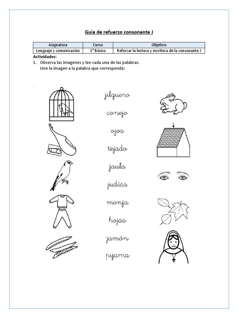 Guía de Refuerzo Consonante J | PDF