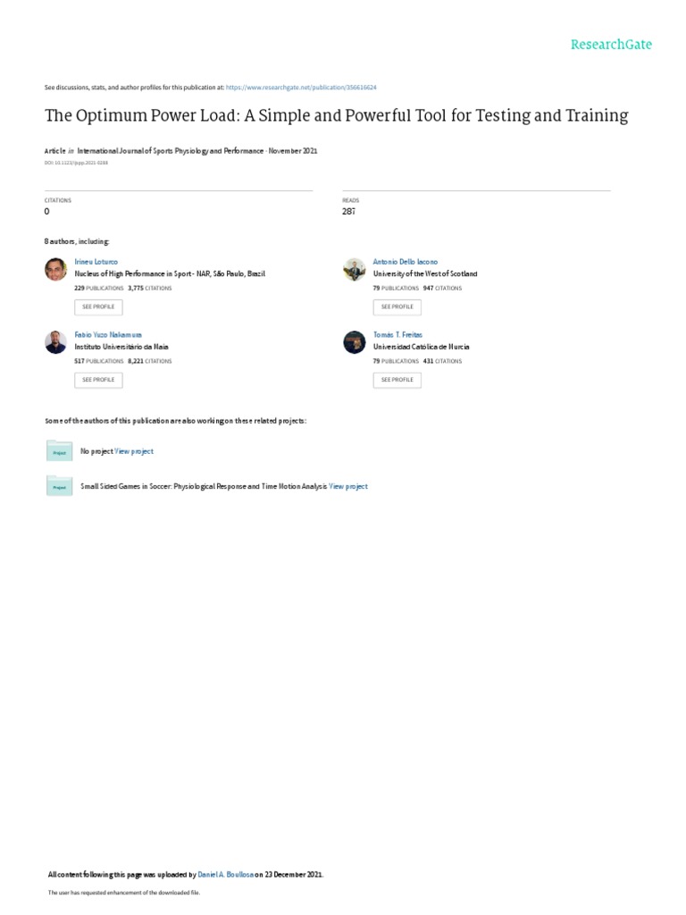 The Optimum Power Load: A Simple and Powerful Tool For Testing and ...