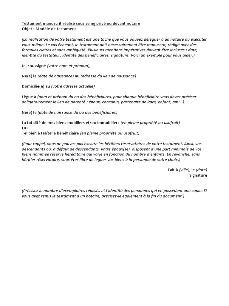 Modele de Testament | PDF