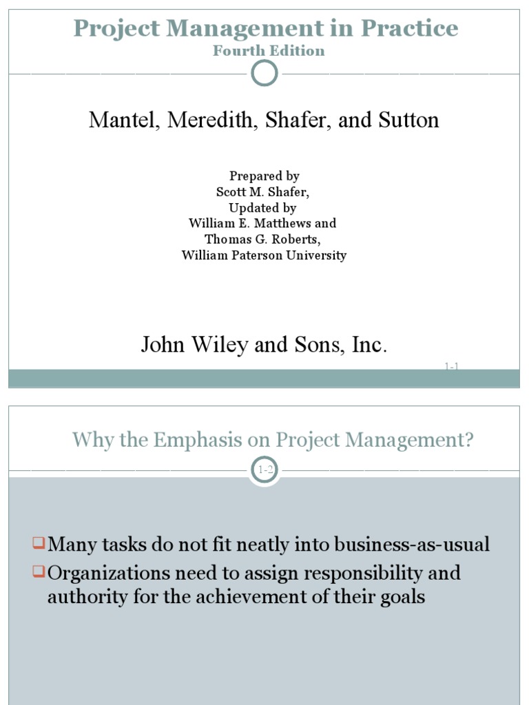 Mantel, Meredith, Shafer, and Sutton: Project Management in Practice | PDF | Project Management ...