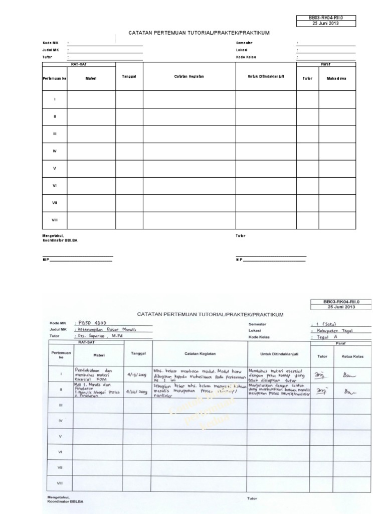 Catatan Pertemuan Tutorial Ut | PDF