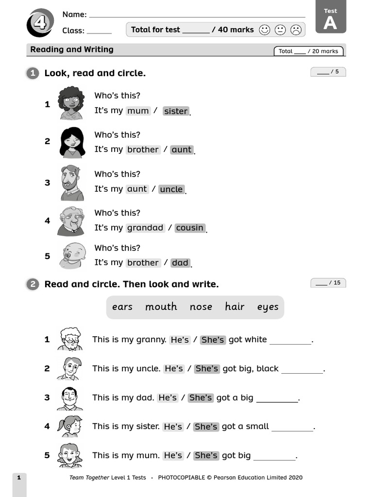Ears Mouth Nose Hair Eyes: Look, Read and Circle | PDF