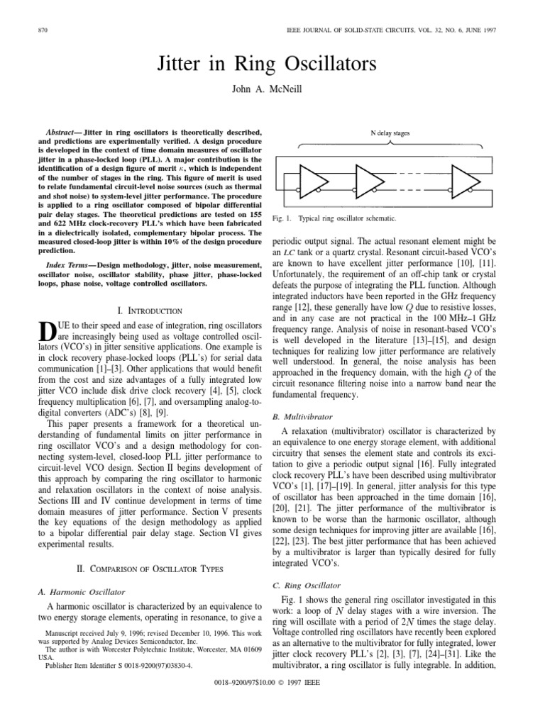 Jitter Ring Osc Mcneill JSSC 1997 | Download Free PDF | Control Theory | Telecommunications ...
