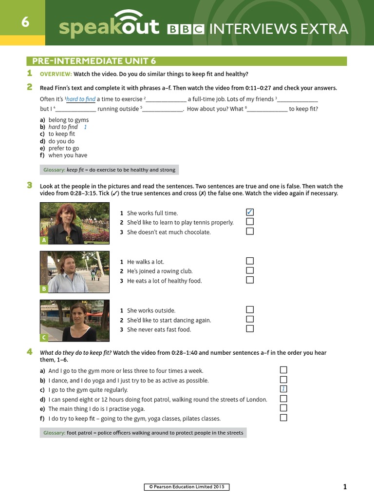 Interviews Extra: Pre-Intermediate Unit 6 | PDF