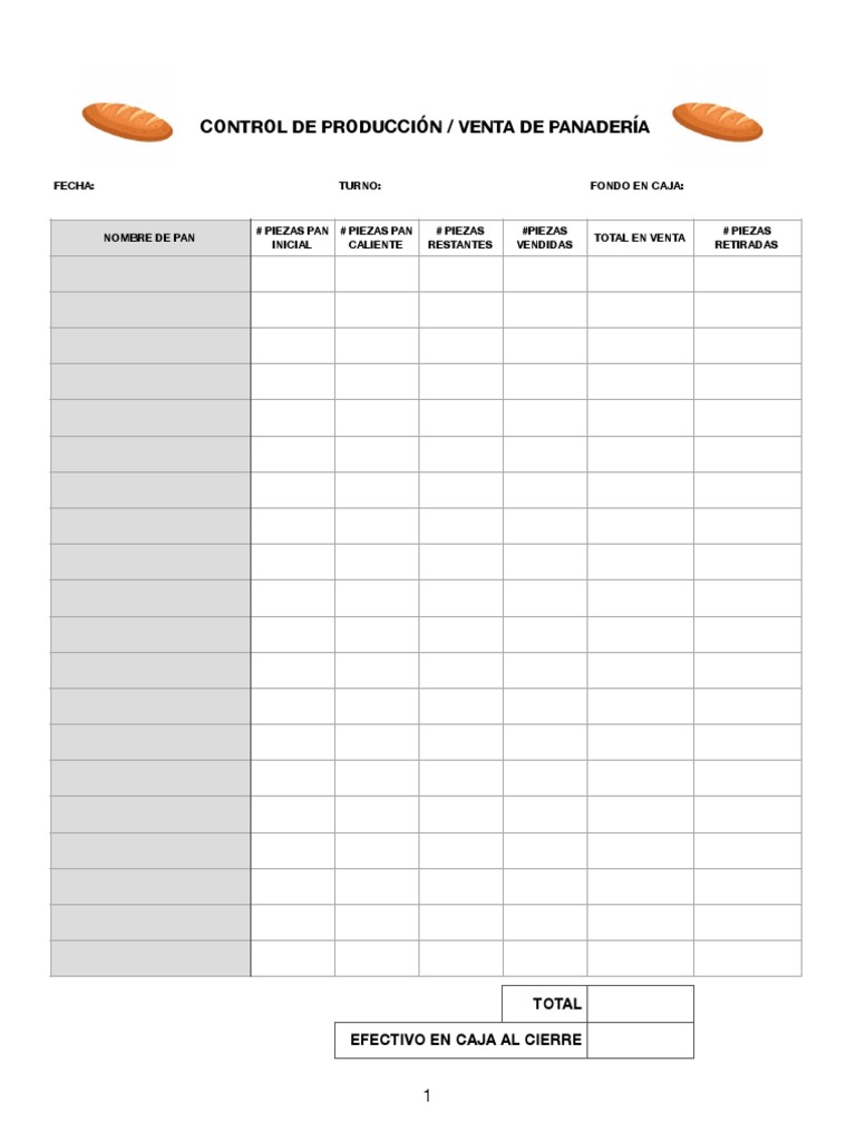 Formato Panaderia | PDF