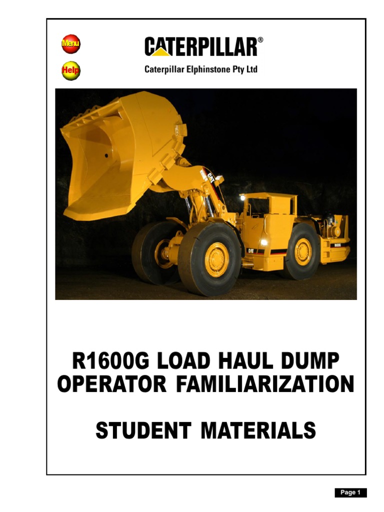 R1600G Load Haul Dump Operator Familiarization Student Materials | PDF ...