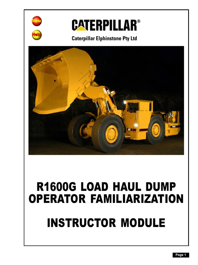 R1600G Load Haul Dump Operator Familiarization Instructor Module | PDF ...