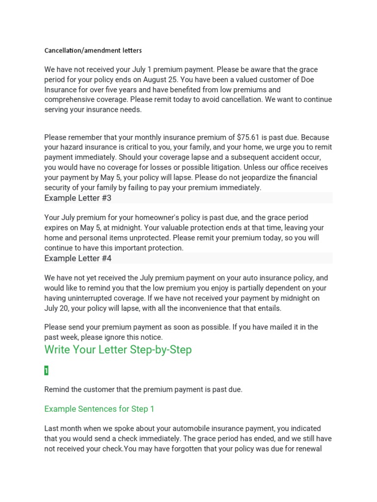 Cancellation:amendment Letter Templates | PDF | Insurance | Home Insurance