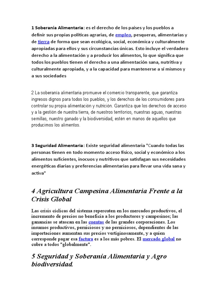 1 Soberanía Alimentaria | PDF | Alimentos | Agricultura